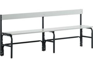4030426137925 - Umkleidebank Edelstahlrohr Alu einfach mit Rückenteil 2000 mm breit anthrazit