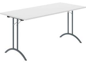8697837516525 - Select Klapptisch Rechteck Doppel-T-Fußgestell Spezial-Klappbeschlag & Bodenausgleich B 1600 x T 700 x H 720 mm lichtgrau anthrazit