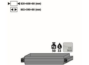 4250101139901 - Auszugswanne Stawa-R für asecos Sicherheitsschränke der UB90 Serie Stahlblech lichtgrau B 820 x T 608 x H 91 mm 33 l bis 60 kg