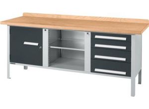 4051273776945 - Kastenwerkbank Select PWi 200-1 Buche-Multiplexplatte bis 750 kg B 2000 x T 700 x H 840 mm Anthrazit Weißaluminium