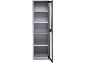 4051273769329 - Genius Flügeltürenschrank FS Stahl Sichtfenster Lüftungslöcher B 545 x T 520 x H 1950 mm 5 OH Weißalu Anthrazitgrau bis 250 kg