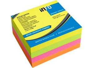 4044355788868 - inFO Power Notes Haftnotizwürfel 75 x 75 mm 320 Blatt blanko 3 Farben