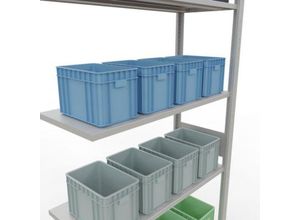 4004514292957 - Schulte Lagertechnik Fachbodenregal-Stecksystem MULTIplus 150 Anbauregal Längenriegel 3000x1000x400 mm 7 Böden lichtgrau