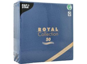 4002911216057 - Servietten Royal Collection 5 x 50 Stück 1 4-Falz Stoffoptik 400 x 400 mm Papier dunkelblau