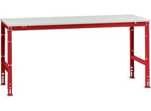 4045916079357 - AU41273003 Arbeits-Grundtisch UNIVERSAL Standard mit Kunststoffplatte BxTxH = 2000x1000x760-870 mm Rubin-Rot