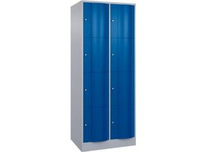 4068427609295 - Schließfachschrank Resisto 2 Abteile 8 Fächer B 772 x T 640 x H 1950 mm Weißalu Enzianblau