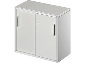 4051273737380 - Genius Beistellschrank TETRIS SOLID 2 OH in Schreibtischhöhe B 800 mm 25 mm Abdeckplatte lichtgrau weißalu