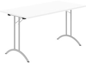 8697837516488 - Select Klapptisch Rechteck Doppel-T-Fußgestell Spezial-Klappbeschlag & Bodenausgleich B 1400 x T 700 x H 720 mm weiß alusilber