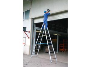 4009199124944 - Krause STABILO® 124944 Aluminium Stufen-Doppelleiter Arbeitshöhe (max) 460 m Silber DIN EN 131 135 kg