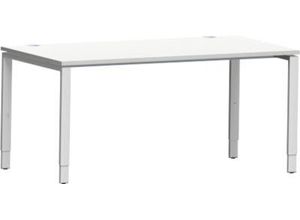 4250510843314 - Genius Schreibtisch Modena Flex Rechteck 4-Fuß Rechteckrohr B 1600 x T 800 x H 650-850 mm lichtgrau weißaluminium
