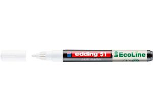 4057305072597 - Lackmarker 51 EcoLine Schreibfarbe Weiß Rundspitze Strichstärke 1-2 mm mit Kappe wasserbasiert nachfüllbar 10 Stück