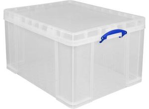 5060024805390 - Transportbox Really Useful Box Volumen 145 l L 810 x B 620 x H 430 mm stapelbar mit Deckel & Klappgriffen Recycling-PP transparent