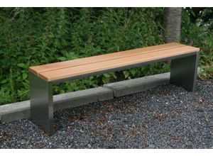 4260348658165 - Parkbank Edelstahl Garapaholz ohne Rückenlehne B 2000 x T 300 x H 400 mm