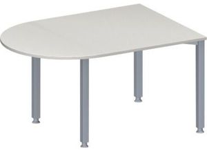 4251898814743 - Genius Konferenztisch MODENA FLEX Halbkreis 4-Fuß Quadratrohr B 1400 x T 1000 x H 720-840 mm lichtgrau weißaluminium RAL 9006