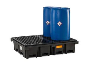 4052886425923 - PE-Palettenauffangwanne CEMO 425 4 für 2 Europaletten quer L 1670 x B 1270 x H 390 mm 425 l für 4 x 200 l Fässer PE-Gitterrost