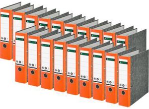 4002432489640 - LEITZ® Ordner 1080 DIN A4 Rückenbreite 80 mm Griffloch geklebtes Rückenschild klimaneutral Hartpappe 20 Stück orange