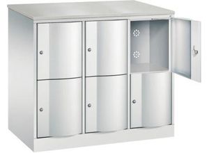 4064615390075 - Schließfachschrank Resisto 3 Abteile 6 Fächer B 1148 x T 640 x H 1077 mm Lichtgrau