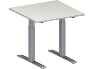 4251898815146 - Genius Konferenztisch MODENA FLEX Quadrat T-Fuß Rechteckrohr B 800 x T 800 x H 650-850 mm lichtgrau weißaluminium RAL 9006