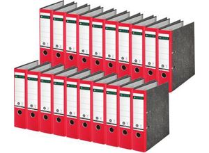 4002432489602 - Ordner LEITZ® 1080 DIN A4 Rückenbreite 80 mm Griffloch geklebtes Rückenschild klimaneutral Hartpappe 20 Stück rot