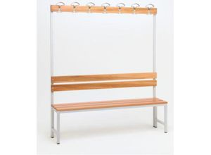 4260054776030 - Sitzbank für Umkleideräume mit Rückwand und Hakenleiste 1500 mm breit