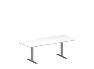 4251898818000 - Genius Konferenztisch MODENA FLEX Rechteck T-Fuß Rechteckrohr B 2000 x T 800 x H 650-850 mm weiß weißaluminium RAL 9006