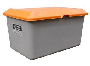 4052886333822 - Cemo - Streugutbehälter 400 l Außenmaß BxTxH 1210x820x670 mm ohne Entnahmeöffnung u Staplersockel Korpus grau Deckel orange