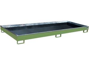 4052462058286 - Regalwanne RW 3300-1 PE mit PE-Einsatz B 3262 x T 1312 x H 195 mm bis 240 l Stahl lackiert resedagrün
