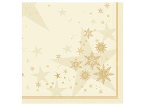 4002911772119 - Servietten ROYAL Collection Stars & Snowflakes Stoffoptik 1 4 Falz B 400 x H 400 mm FSC®-Papier champagnerfarben 20 Stück