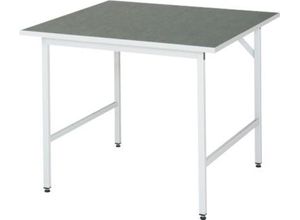 4040376152244 - Rau Arbeitstisch Jerry manuell höhenverstellbar 25 mm Spanplatte mit Linoleumbelag bis 300 kg B 1000 x T 1000 x H 800-850 mm hellgrau lichtgrau