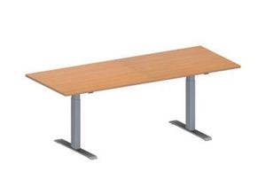 4251898817942 - Genius Konferenztisch MODENA FLEX Rechteck T-Fuß Rechteckrohr B 2000 x T 800 x H 650-850 mm Buche weißaluminium RAL 9006