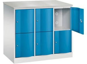 4064615390006 - Schließfachschrank Resisto 3 Abteile 6 Fächer B 1148 x T 640 x H 1077 mm Lichtgrau Enzianblau