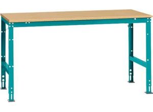 4045916098570 - AU40955021 Arbeits-Grundtisch UNIVERSAL Standard mit Multiplexplatte BxTxH = 1750 x 1000 x 760-870 mm Wasserblau