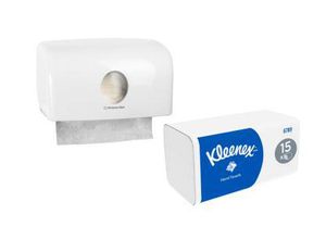 4250510937440 - Komplettset Kleenex® Falthandtücher Ultra Interfold 6789 2-lagig 2790 Blatt + gratis Kimberly-Clark® Handtuchspender Aquarius 6956 weiß
