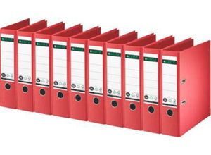 4002432553587 - LEITZ® Ordner 1007 1008 DIN A4 Rückenbreite 80 mm 10 Stück rot