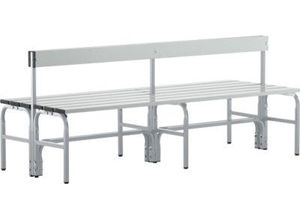 4030426152034 - Umkleidebank Stahlrohr Alu doppelt mit Rückenteil 1500 mm breit weißalu