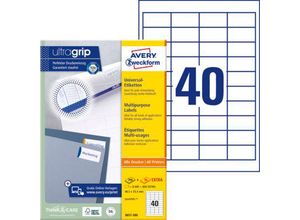 4004182249468 - Avery® Zweckform Etiketten 3657-200 A4 universell permanenthaftend ultragrip druckergeeignet FSC®-Papier rechteckig weiß 8800 Stück auf 220 Bogen
