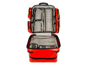 4260301056076 - Defibrillator-Rucksack MedX5 ergonomisch Innen- und Seitentaschen gepolsterte Tragegurte und Tragegriff ohne Inhalt B 530 x T 210 x H 530 mm gelb-rot