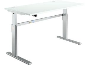 4250510870969 - Schreibtisch Standard elektrisch höhenverstellbar Rechteck C-Fuß B 1600 x T 800 x H 725-1185 mm lichtgrau weißaluminium RAL 9006