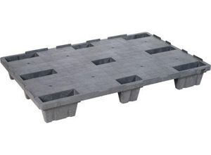 4250690702302 - Kunststoff-Mehrweg-Stapelpalette KIGAnesto® 8 kg geschlossenes Deck bis 3500 kg stapelbar 100% Recyclingmaterial mit Rand anthrazit