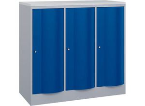 4068427609219 - Garderobenschrank Resisto 3 Abteile 3 Fächer B 1148 x T 540 x H 1077 mm Weißalu Enzianblau
