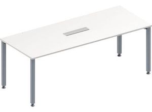 4251898816532 - Genius Konferenztisch MODENA FLEX 6-fach Anschluss Rechteck 4-Fuß Quadratrohr B 2000 x T 800 x H 720-840 mm weiß weißalu