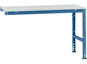 4045916080797 - AU60575007 Arbeits-Anbautisch UNIVERSAL Standard mit Kunststoffplatte BxTxH = 1500 x 800 x 760-870 mm Brillantblau (RAL 5007)