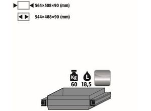 4250101138348 - Auszugswanne Standard für asecos Sicherheitsschränke der Q30 Q90 und S90 Serie Edelstahl 14301 B 564 x T 508 x H 90 mm 19 l bis 60 kg