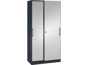 4052574948031 - C+P Schiebetürenschrank Asisto H1980xB1000xT435mm Korpus Schwarzgrau Fronten Weißaluminium Anzahl Fächer 4