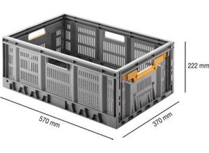 4026698003839 - Klappbox recycelbar & stapelbar Traglast 20 kg 600 x 400 x 233 mm grau