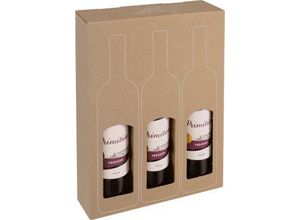 4033657974680 - Weinkarton ColomPac SAWP für 3 Flaschen L 273 x B 93 x H 374 mm Wellpappe kraft-braun 10 Stück