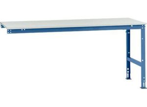 4045916081626 - AU61275007 Arbeits-Anbautisch UNIVERSAL Standard mit Kunststoffplatte BxTxH = 2000 x 1000 x 760-870 mm Brillantblau (RAL 5007)