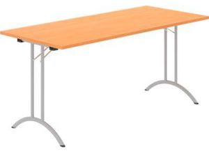8697837516501 - Select Klapptisch Rechteck Doppel-T-Fußgestell Spezial-Klappbeschlag & Bodenausgleich B 1600 x T 700 x H 720 mm Buche-Dekor alusilber