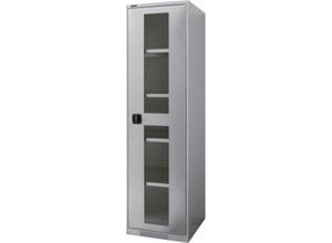 4051273793607 - Genius Flügeltürenschrank FS Stahl Sichtfenster Lüftungslöcher B 545 x T 620 x H 1950 mm 5 OH Weißalu Weißalu bis 250 kg