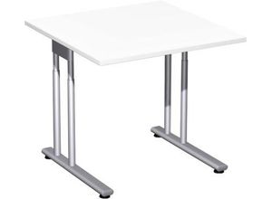 4038933477367 - Schreibtisch PALENQUE C-Fuß Rechteck B 800 x T 800 x H 680-820 mm weiß